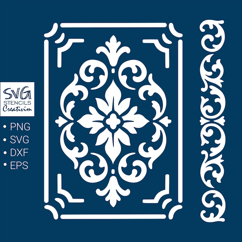 Ornamental Tile Stencil Set SVG, Files for Cricut, Laser Cutting, Wall ...