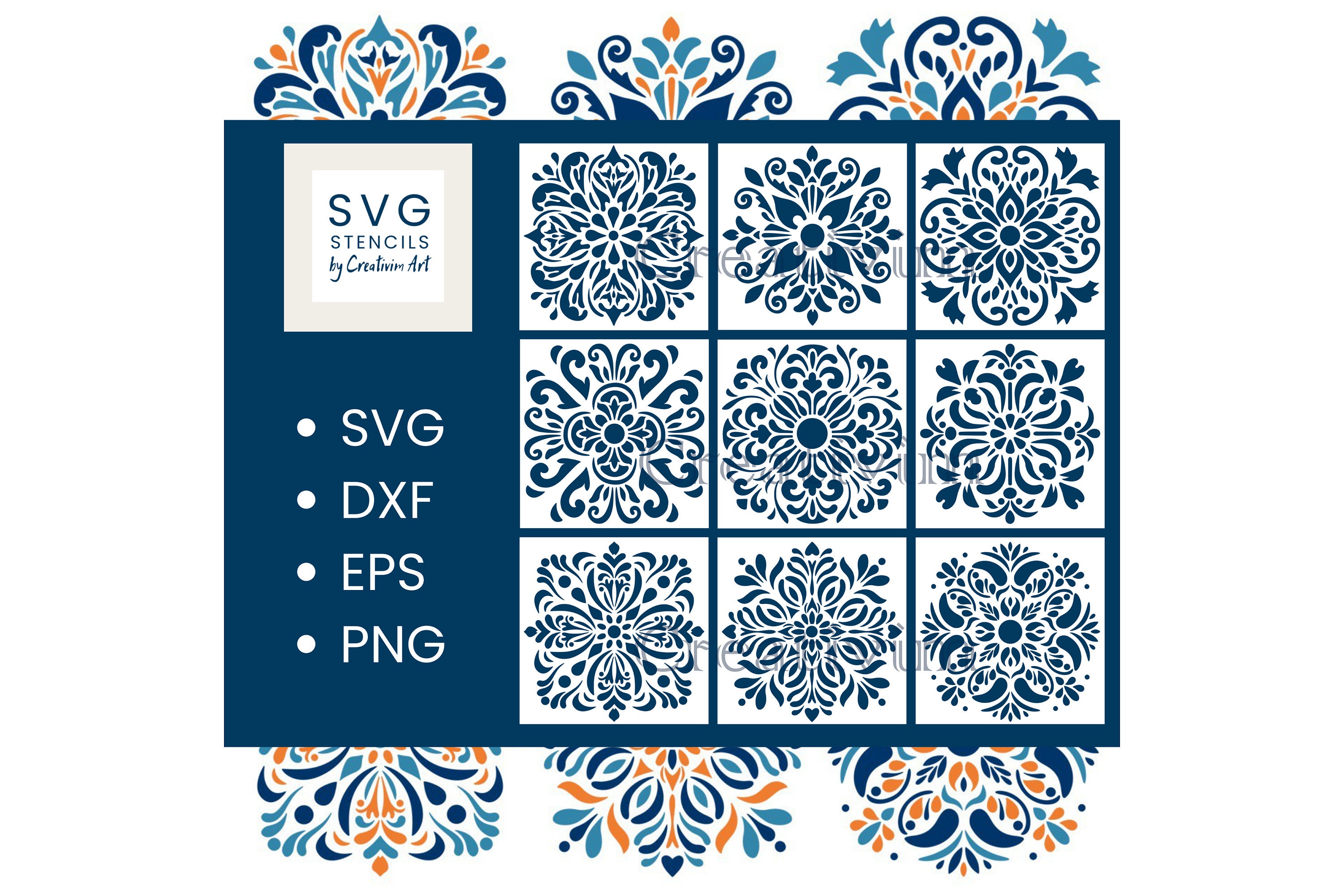 Tile Stencil, Mexican Tiles, Spanish Tiles, Digital SVG DXF PNG ...