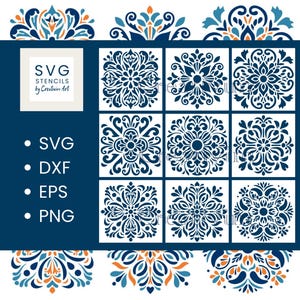 Tile Stencil, Mexican Tiles, Spanish Tiles, Digital SVG DXF PNG ...