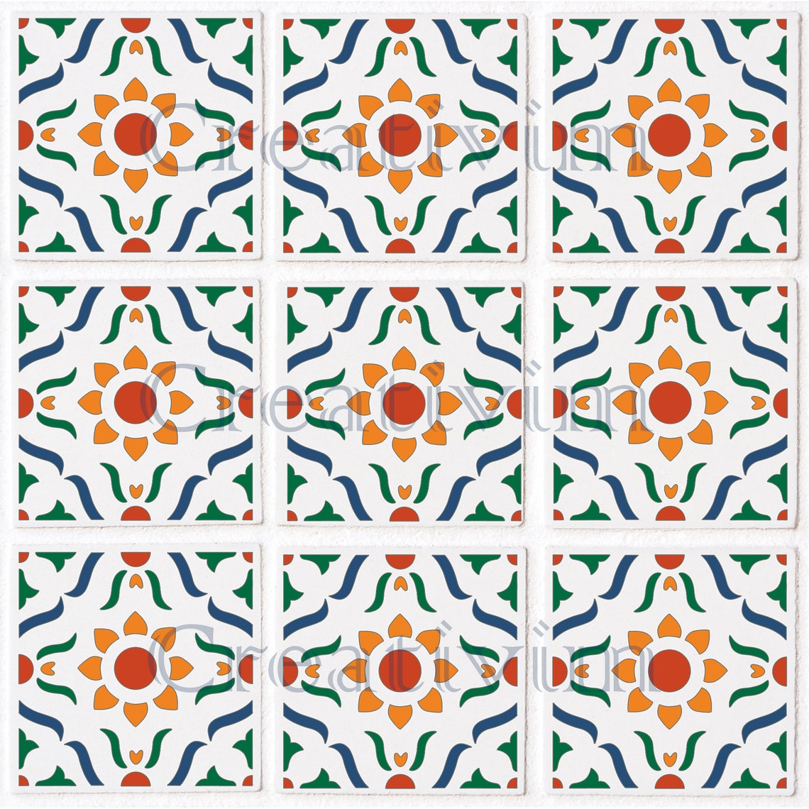 Tile Stencil, Mexican Tiles, Spanish Tiles, Digital SVG DXF PNG Files ...