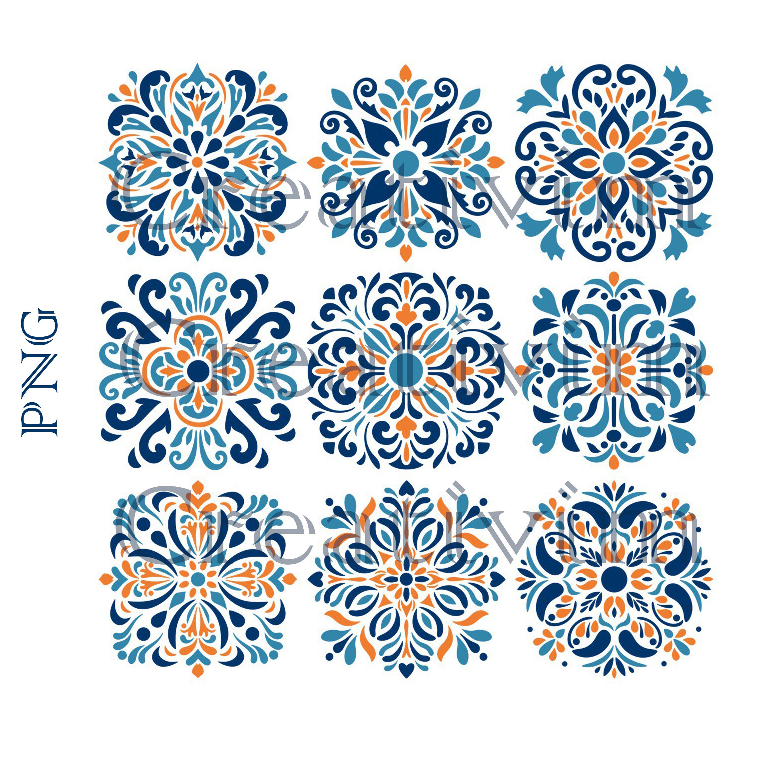 Tile Stencil, Mexican Tiles, Spanish Tiles, Digital SVG DXF PNG ...