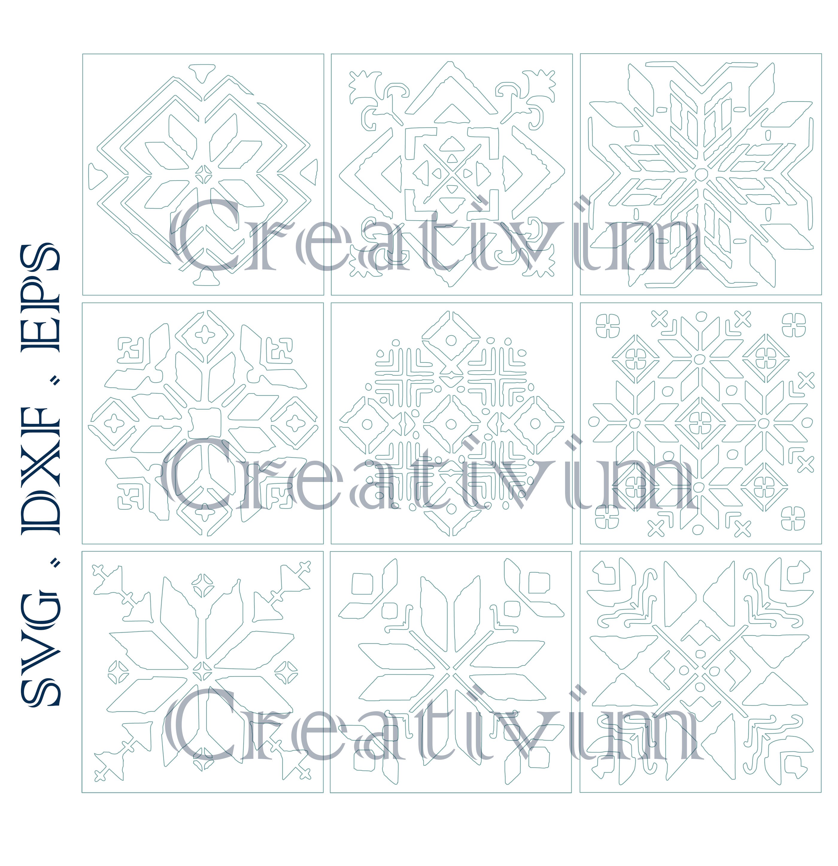 9 Tile Slavic Stencil, Slavic Pattern Tiles, Digital SVG DXF PNG Cricut ...