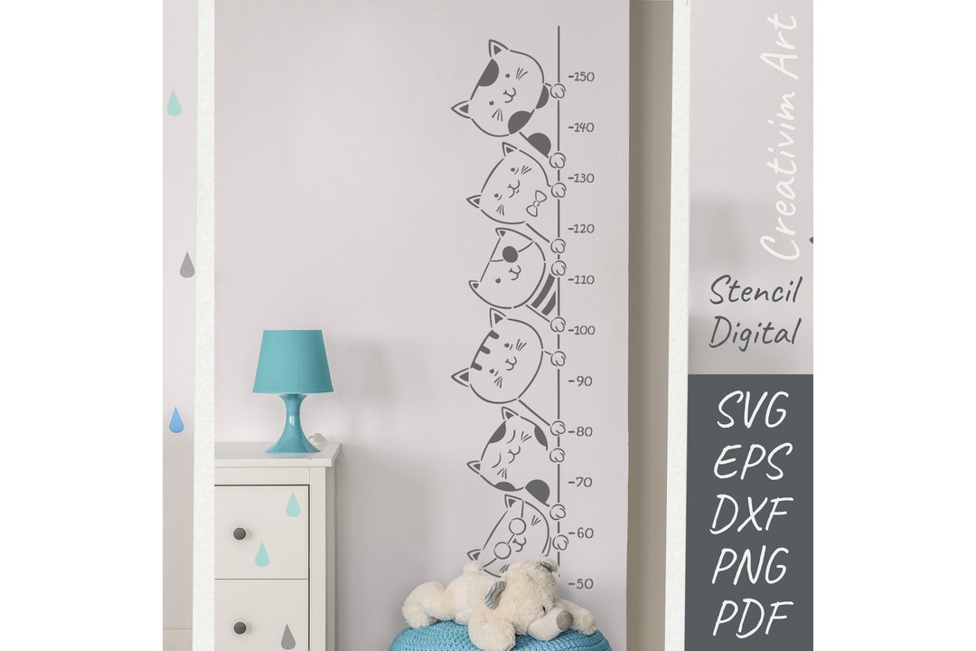 Height Meter Cats Stencil Digital Template SVG EPS PNG Files for ...