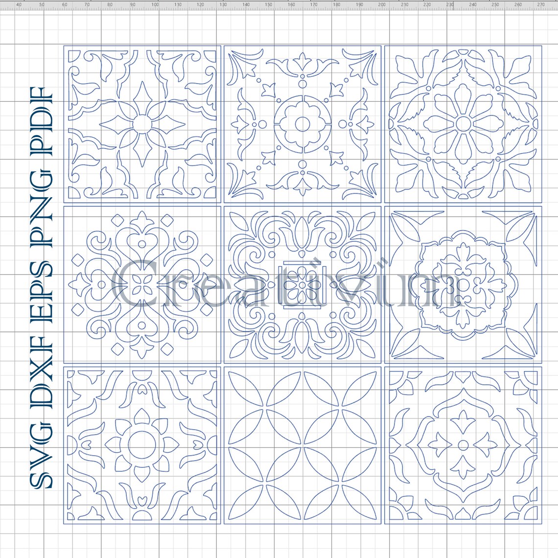 Tile Stencil, Mexican Tiles, Spanish Tiles, Digital SVG DXF PNG Files ...