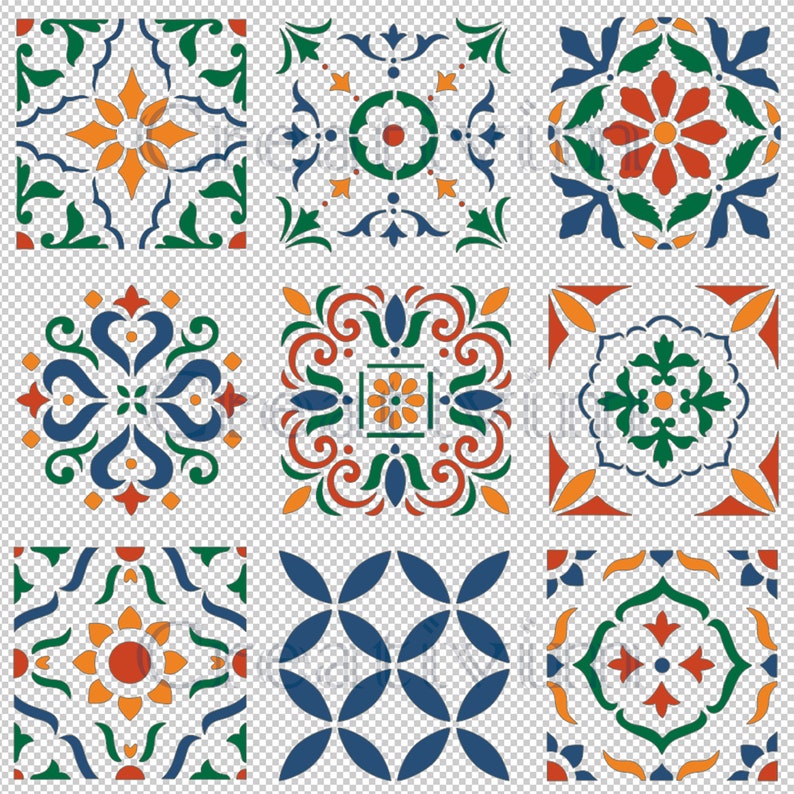 Tile Stencil, Mexican Tiles, Spanish Tiles, Digital SVG DXF PNG Files ...