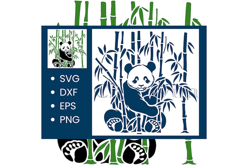 Stencil Panda SVG PNG Dxf, Stencil Panda for Cricut, Panda Svg, Panda ...