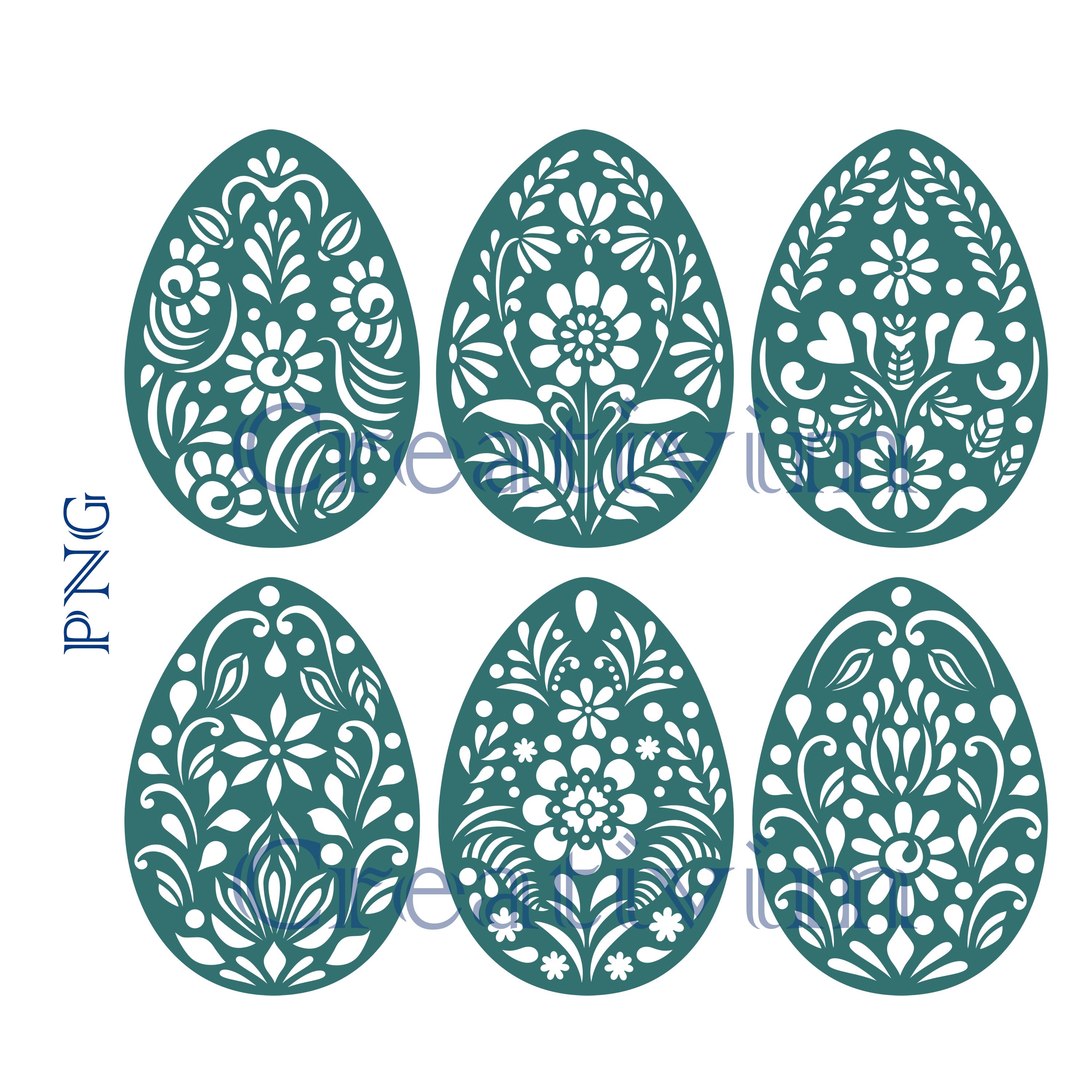 6 Easter Eggs SVG Cutting Template, Easter Egg Digital Clipart, Happy ...