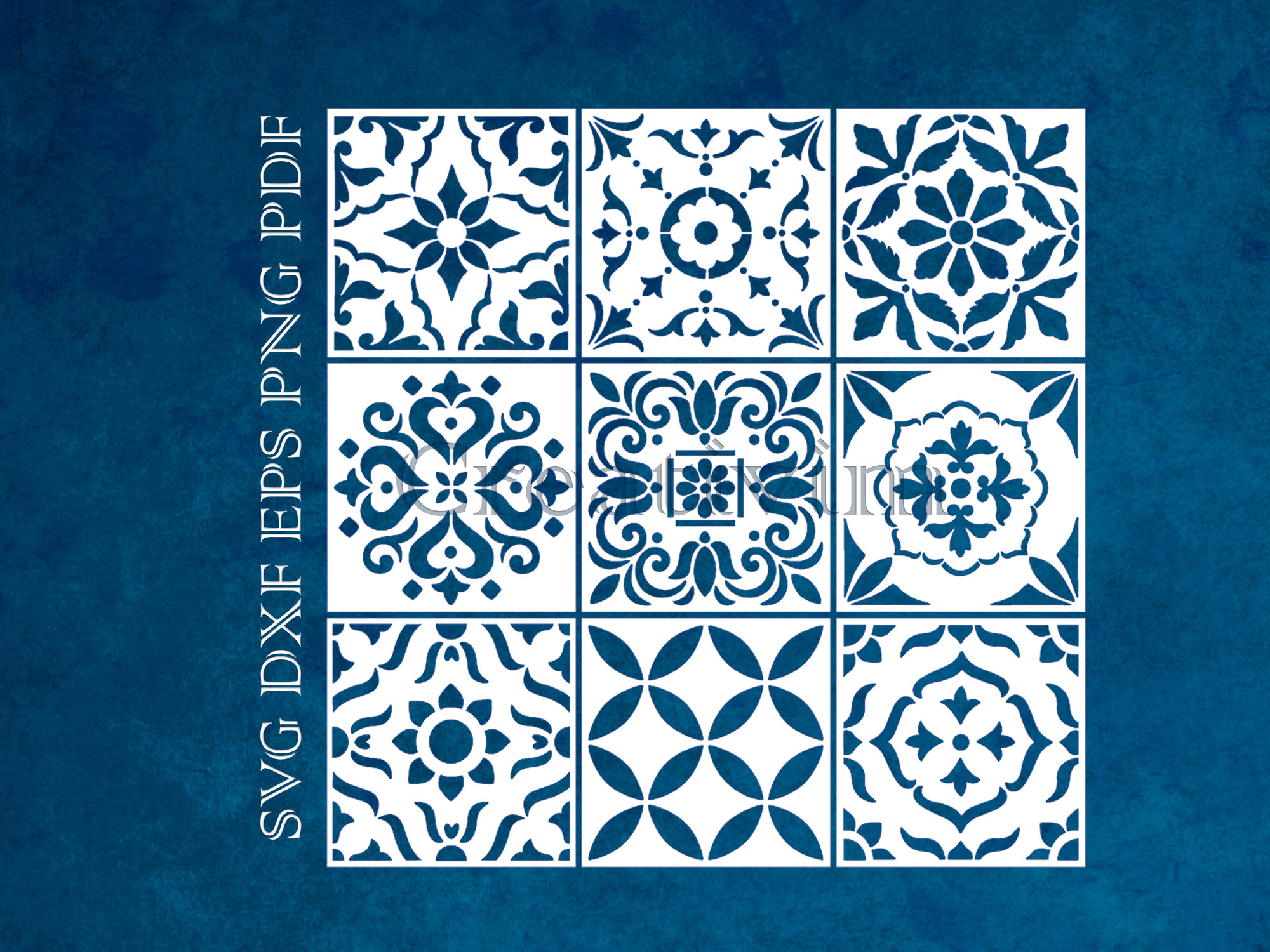 Tile Stencil, Mexican Tiles, Spanish Tiles, Digital SVG DXF PNG Files ...