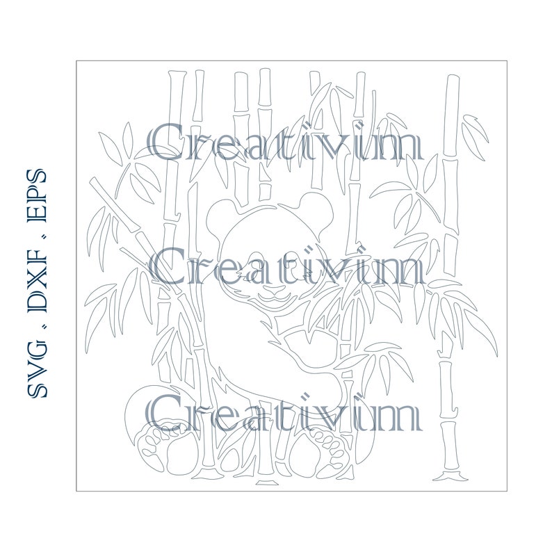 Stencil Panda SVG PNG Dxf, Stencil Panda for Cricut, Panda Svg, Panda ...
