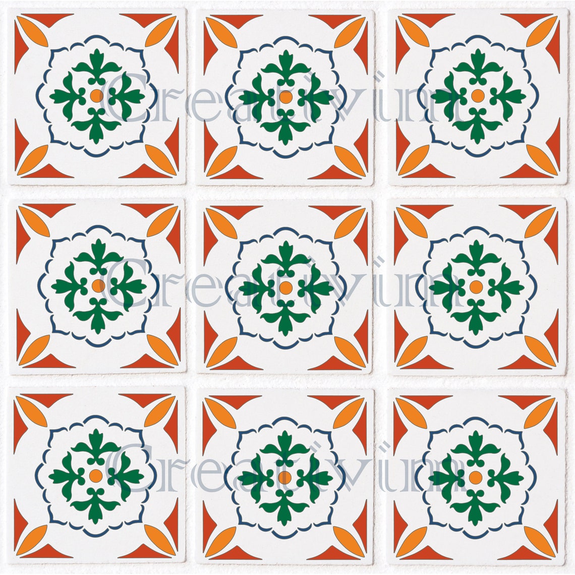 Tile Stencil, Mexican Tiles, Spanish Tiles, Digital SVG DXF PNG Files ...