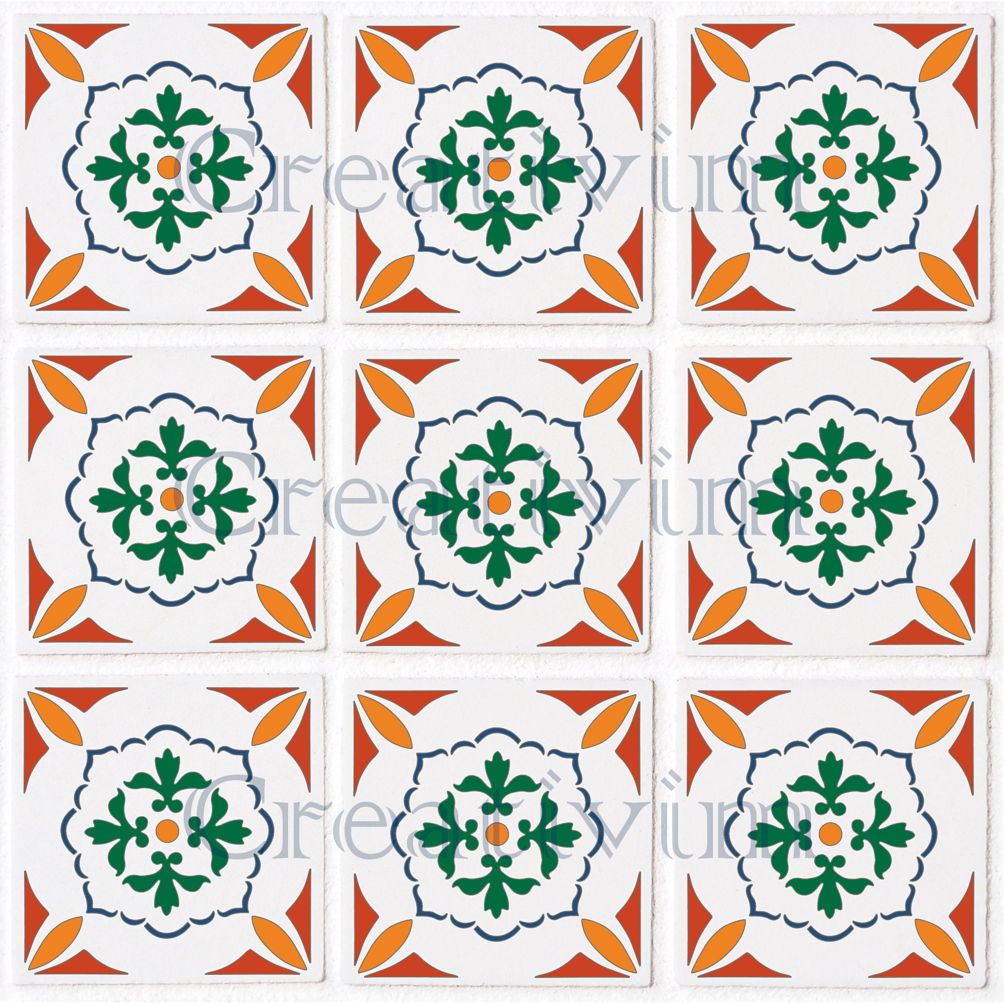 Tile Stencil, Mexican Tiles, Spanish Tiles, Digital SVG DXF PNG Files ...