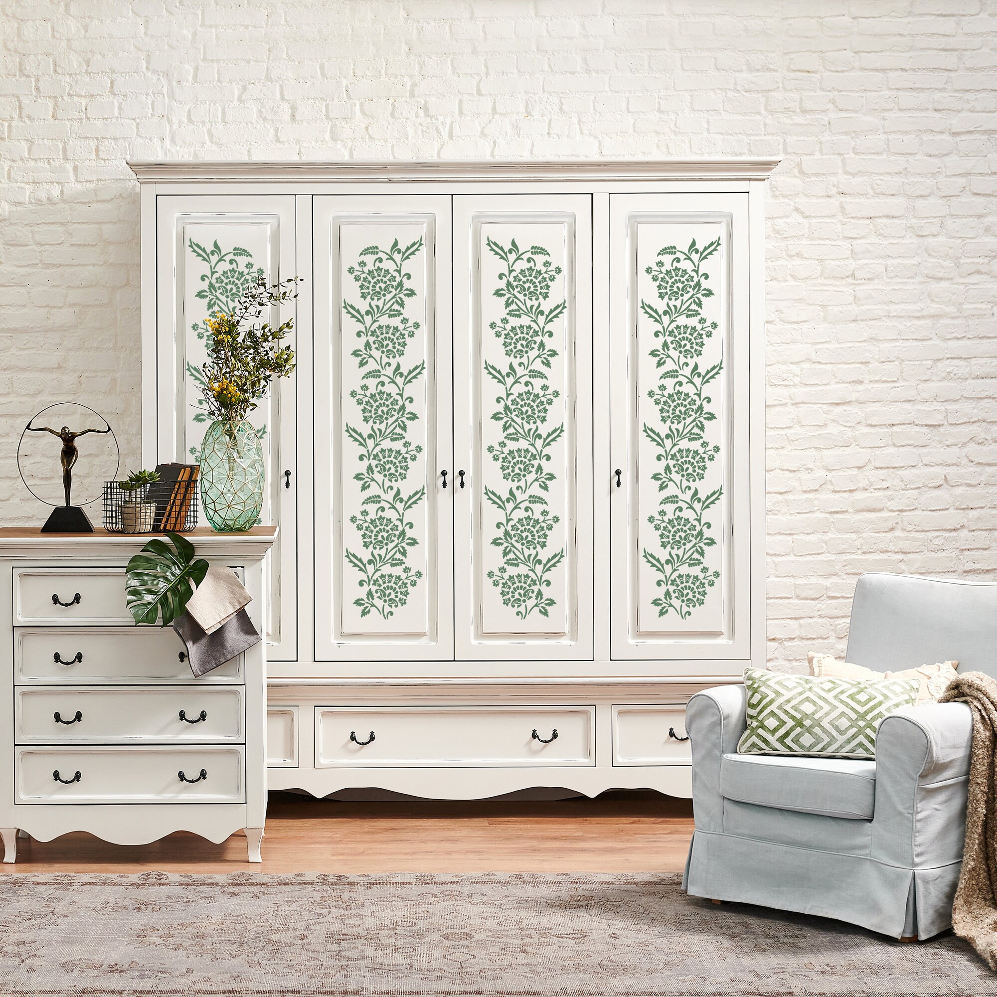 Floral Flower Ornament Corner & Border Stencil SVG DXF PNG Silhouette ...