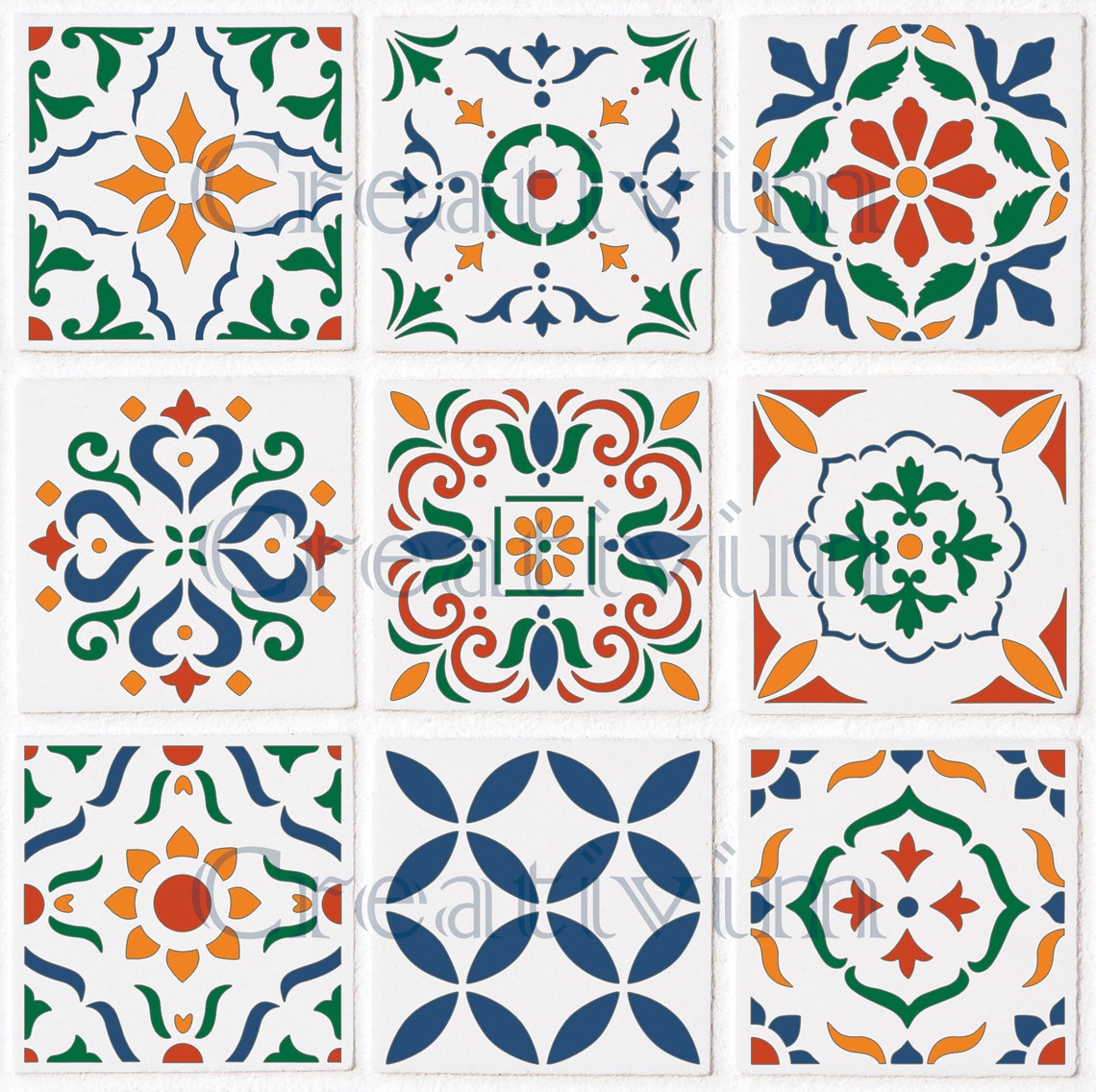 Tile Stencil, Mexican Tiles, Spanish Tiles, Digital SVG DXF PNG Files ...