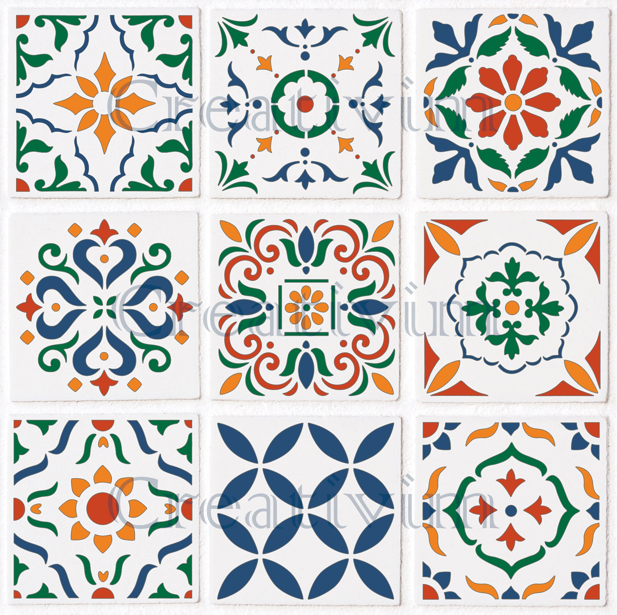 Tile Stencil, Mexican Tiles, Spanish Tiles, Digital SVG DXF PNG Files ...