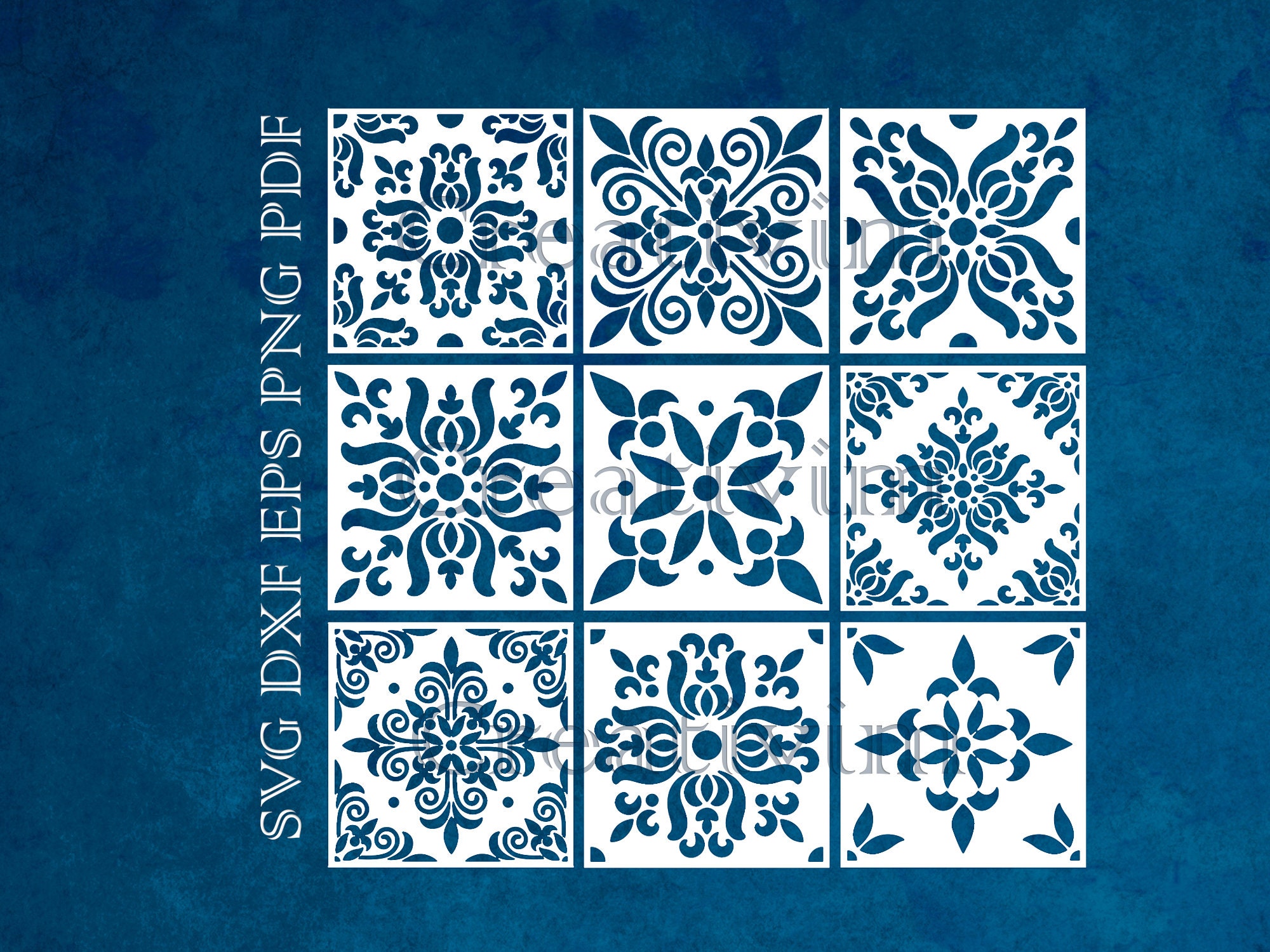 Tile Pattern Stencil Digital SVG DXF PNG Pdf Files for - Etsy