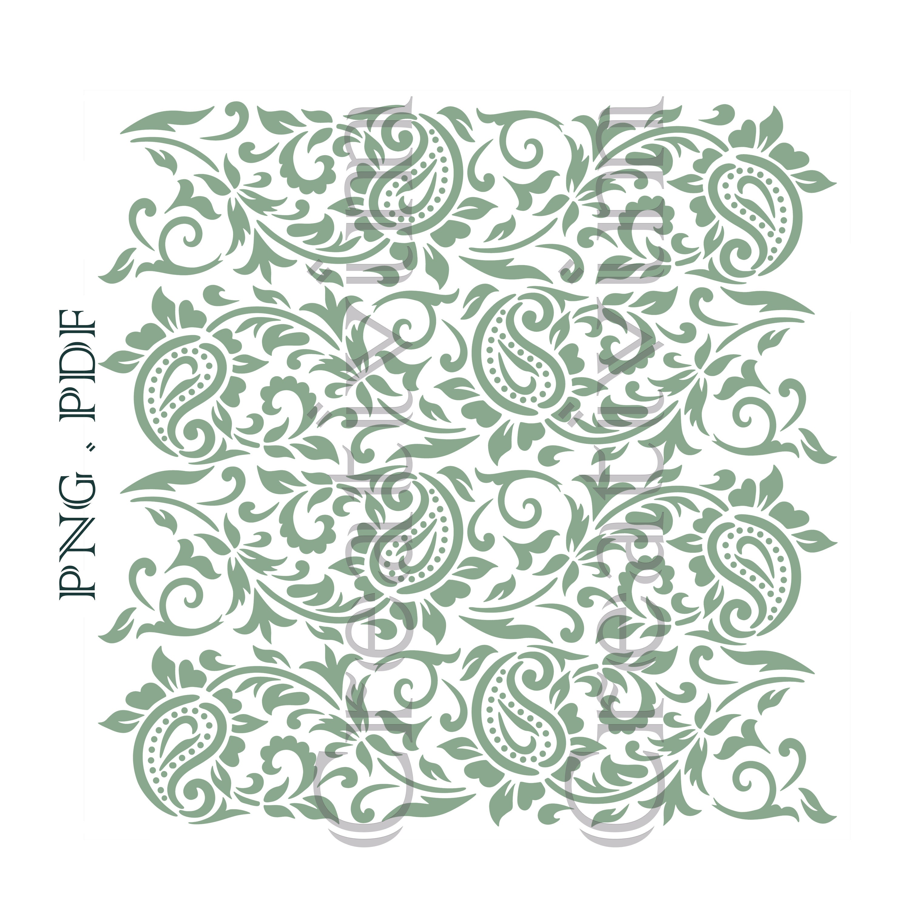 Stencil Paisley Seamless Pattern Digital SVG DXF PNG Files for ...