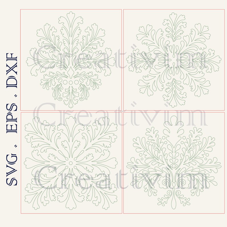 4 Floral Pattern Stencil Digital SVG DXF PNG Files, Cricut, Laser, Cnc ...