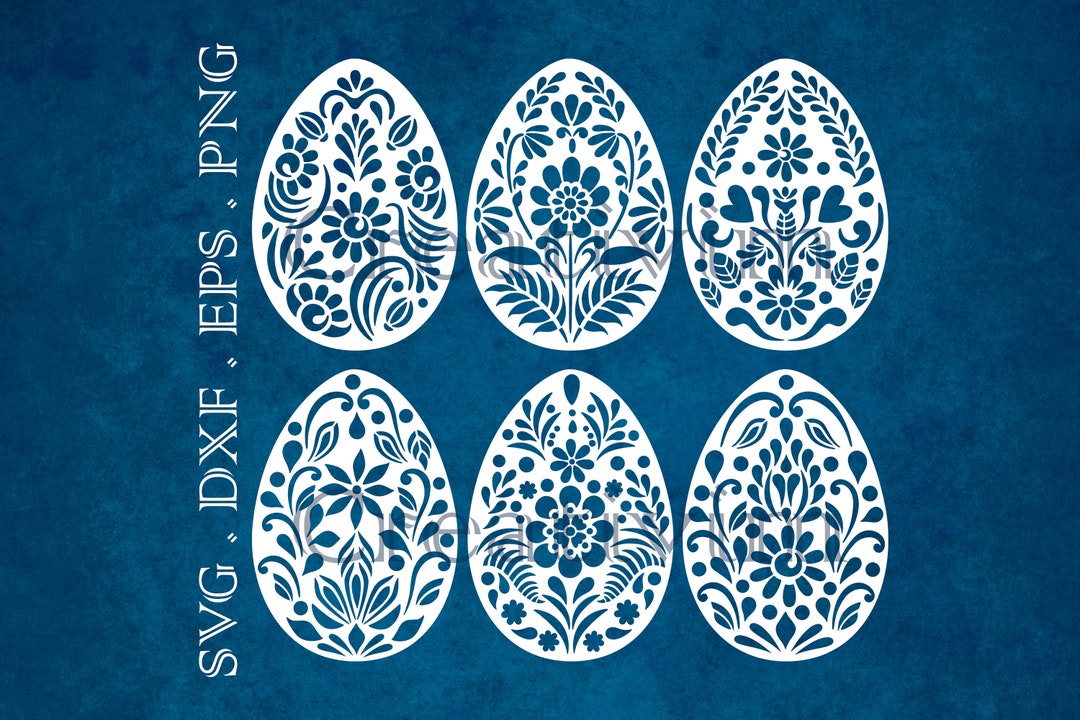 6 Easter Eggs SVG Cutting Template, Easter Egg Digital Clipart, Happy ...