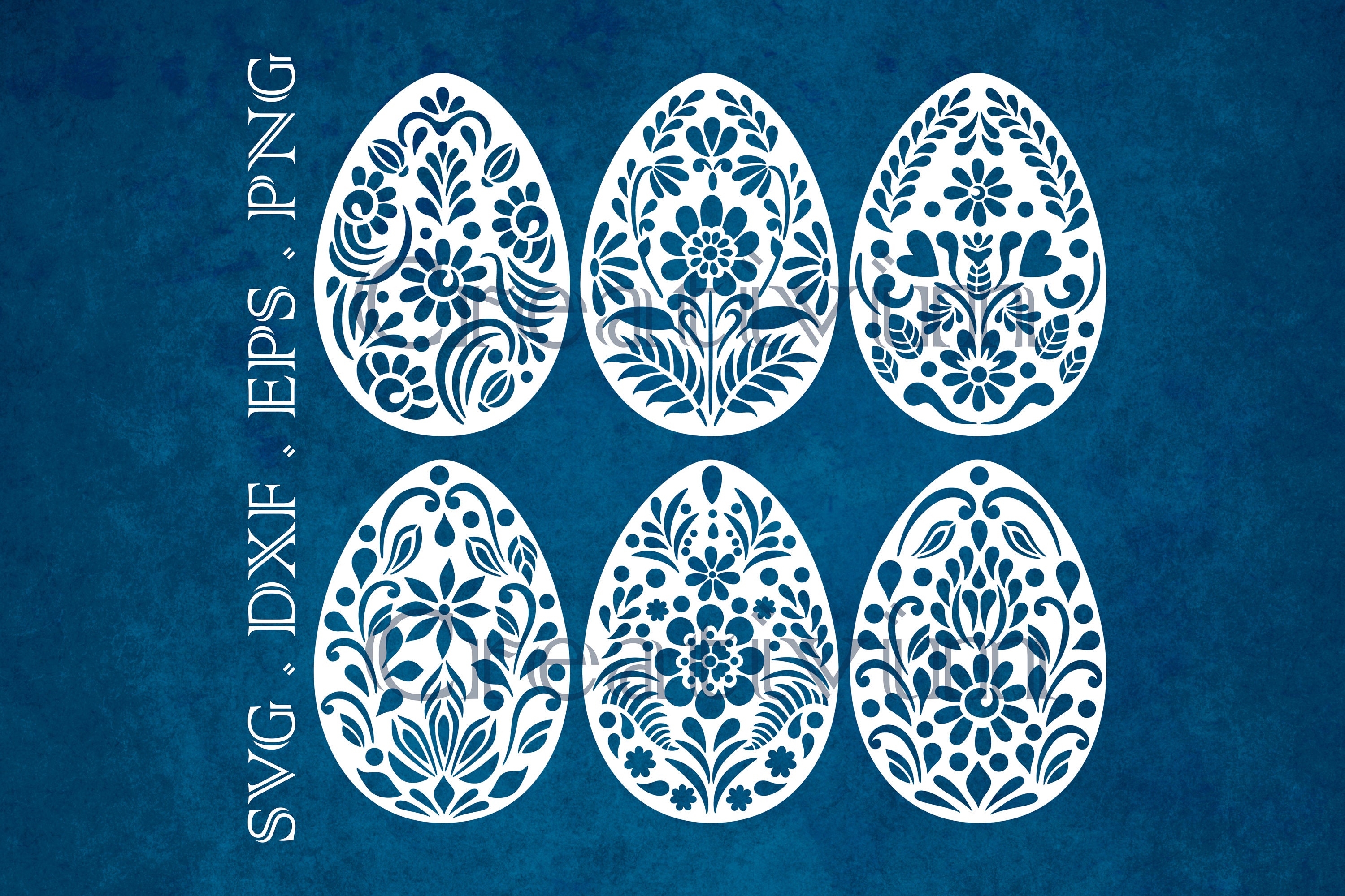 6 Easter Eggs SVG Cutting Template, Easter Egg Digital Clipart, Happy ...
