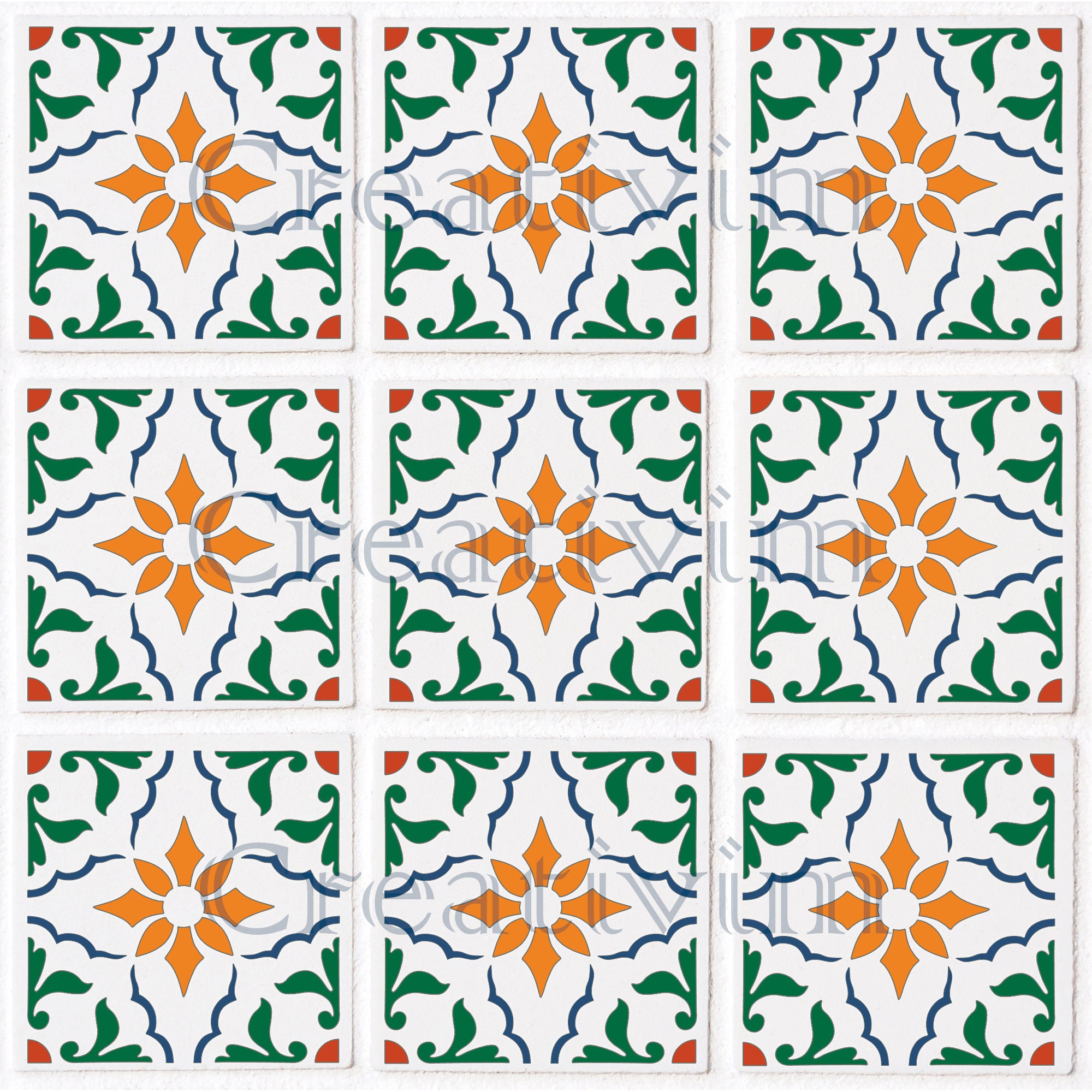 Tile Stencil, Mexican Tiles, Spanish Tiles, Digital SVG DXF PNG Files ...