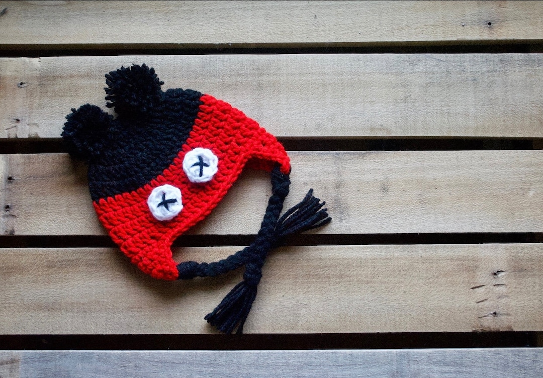Crochet Mickey Mouse Hat, Mickey Mouse Inspired Hat, Disney Character ...