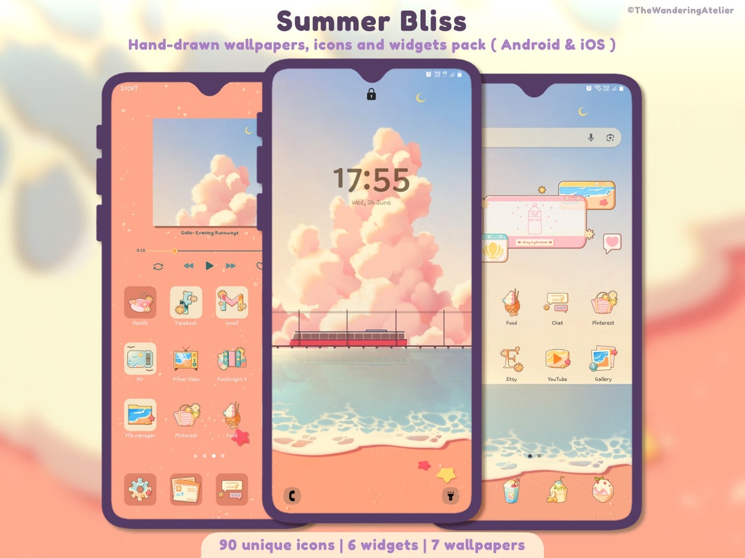 Cozy Summer App Icon Pack, Widgets and Wallpapers Sunset, Beach ...