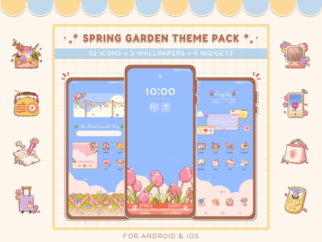 Floral Cottagecore App Icon Pack: Pastel Spring Phone Theme for Ios ...