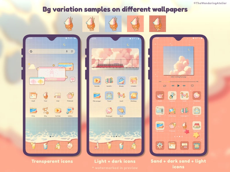 Cozy Summer App Icon Pack, Widgets and Wallpapers Sunset, Beach ...