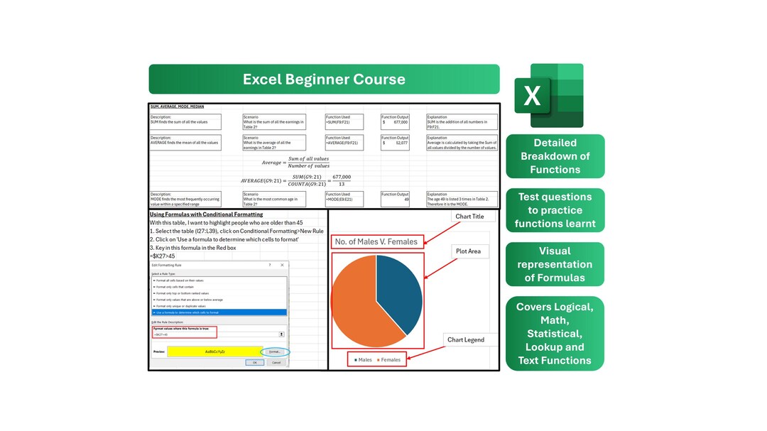 Excel Basic Formula Guide - Etsy