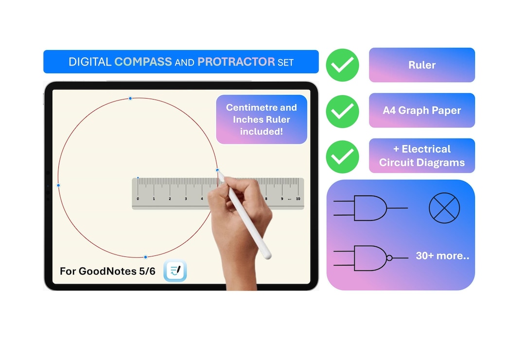 Goodnotes Compass and Protractor (centimetre/inches) + Circuit Diagram ...