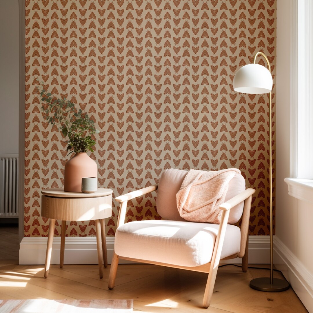 Neutral Moth Wallpaper, Peel & Stick - Etsy
