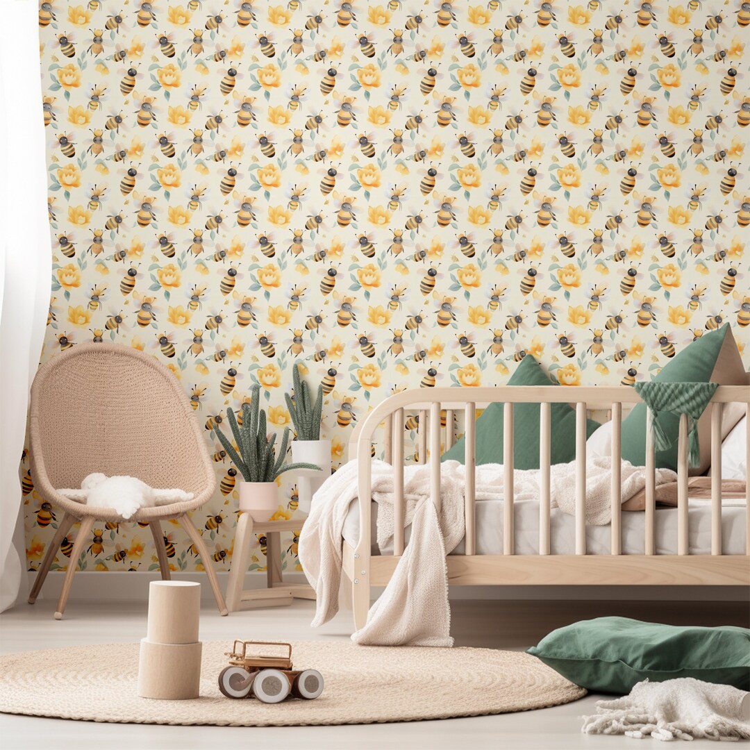 Queen Bee Wallpaper, Peel & Stick, Watercolor - Etsy