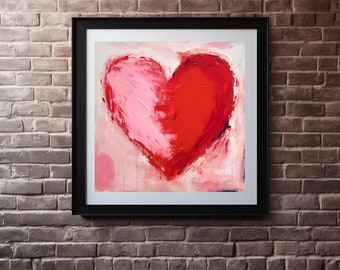 Poster Burning Heart Fire Abstract Art Poster Love Gift Digital ...