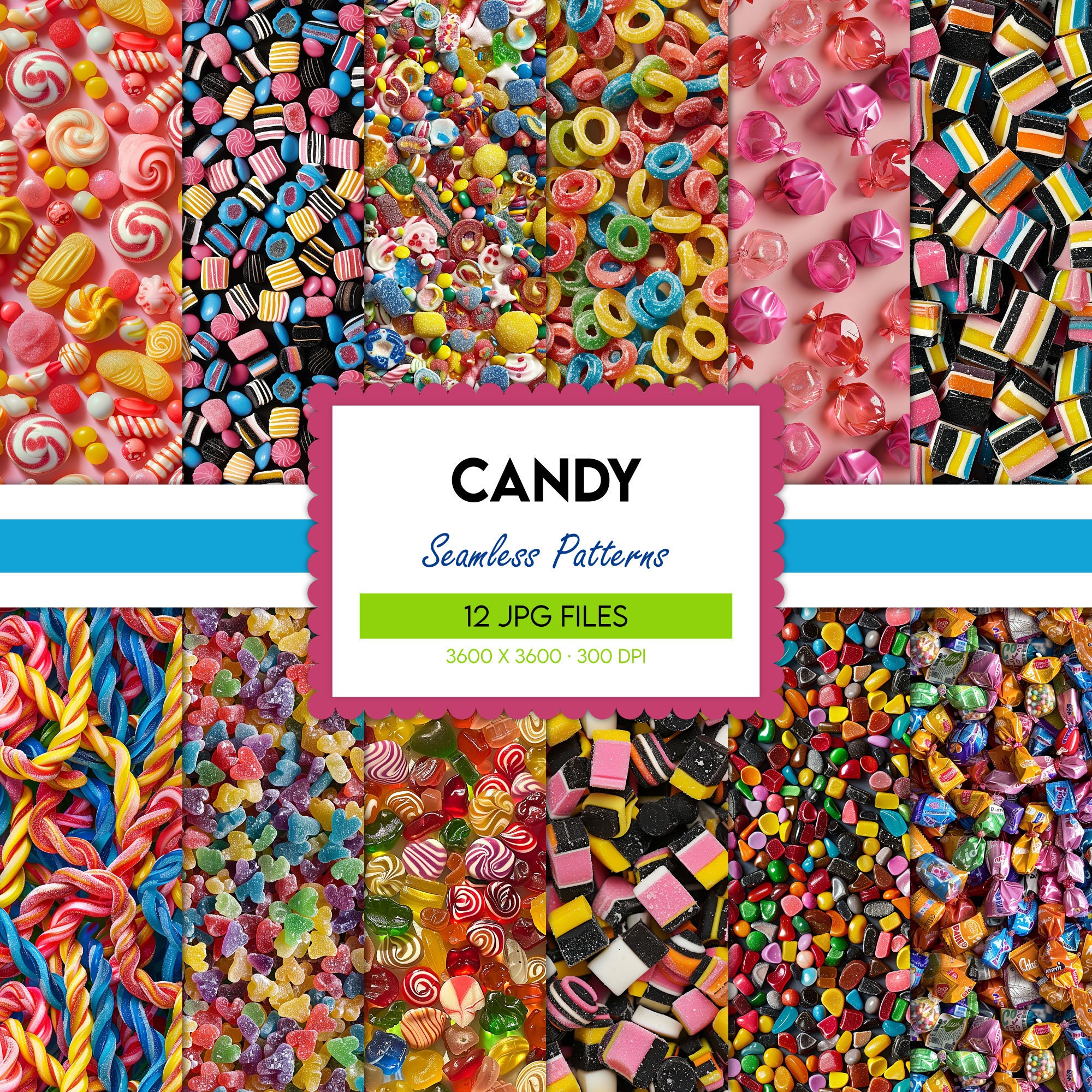 Candy Digital Paper, Sweets Seamless Pattern, Sour Candy Prints ...