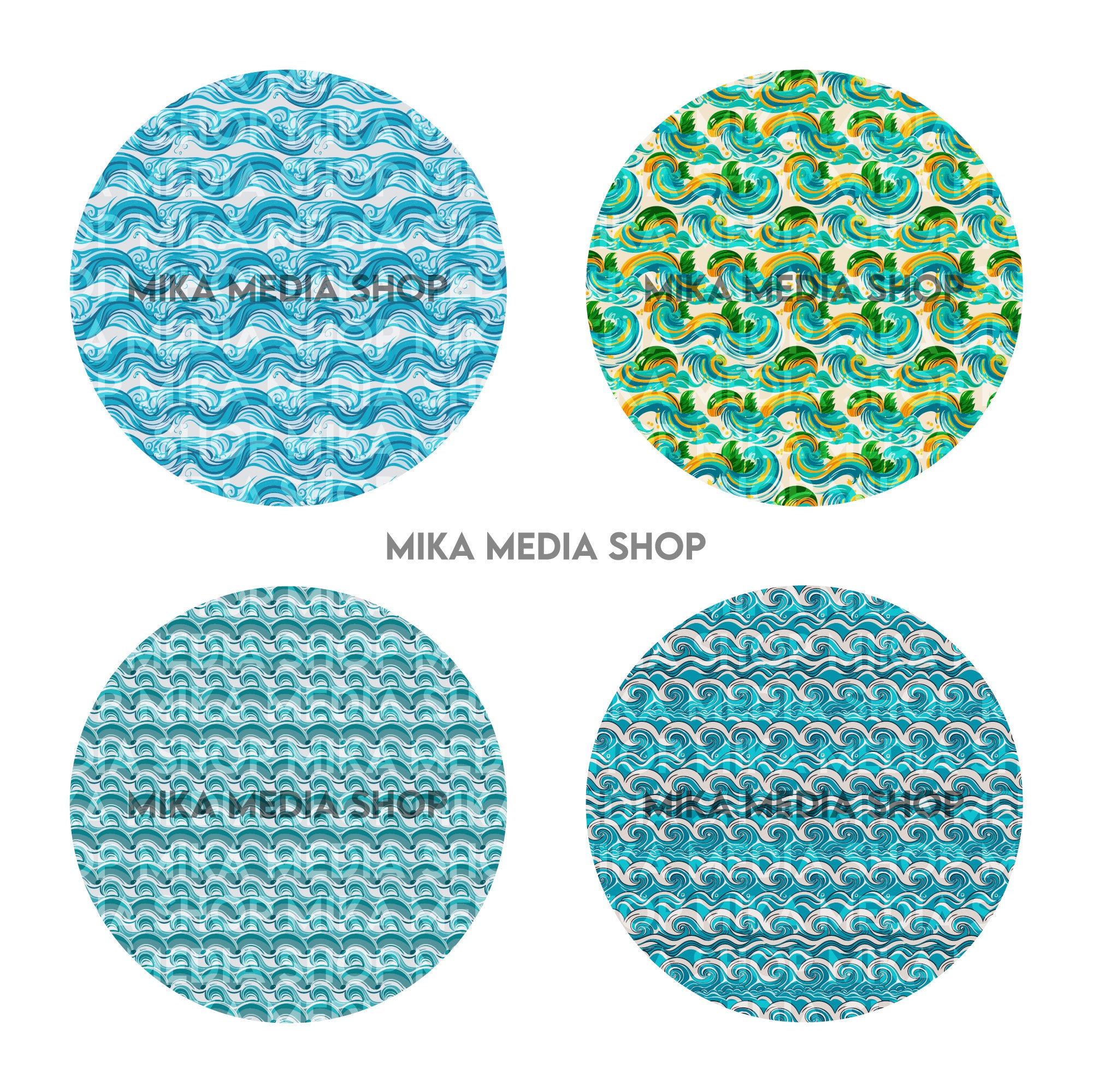 Sea Waves Digital Paper, Abstract Water Seamless Pattern, Waves Prints ...