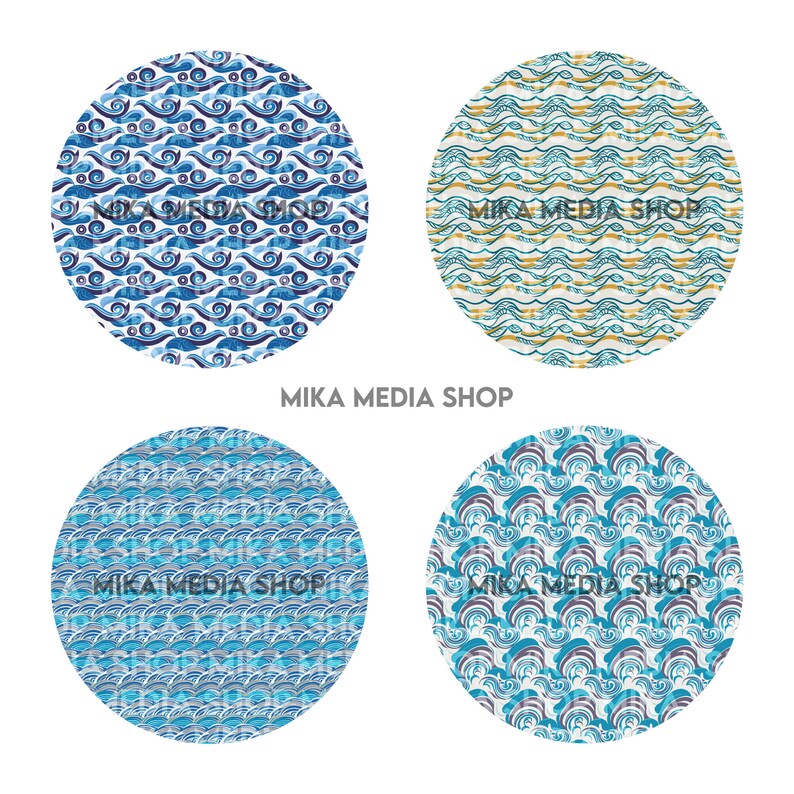 Sea Waves Digital Paper, Abstract Water Seamless Pattern, Waves Prints ...