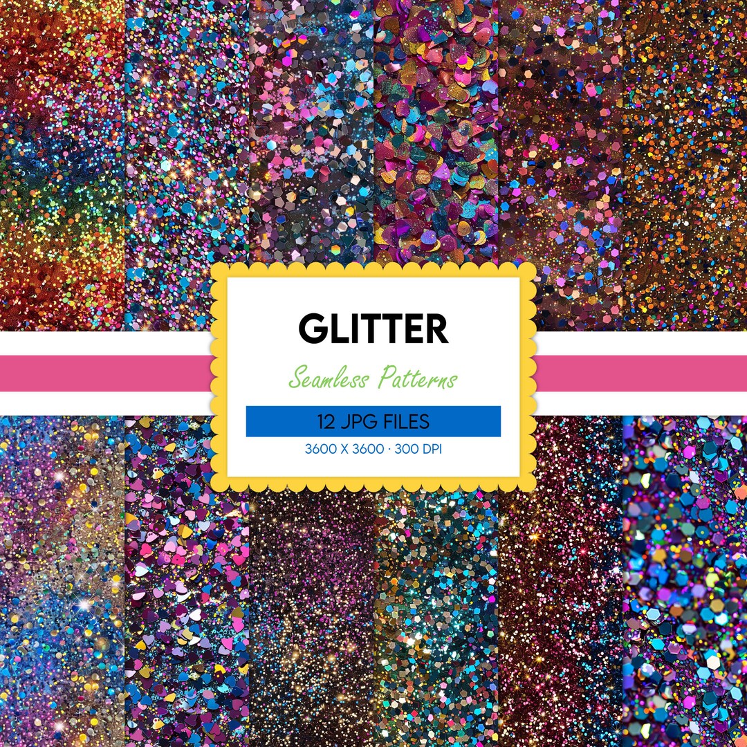 Rainbow Glitter Digital Paper, Sparkles Seamless Pattern, Colorful ...