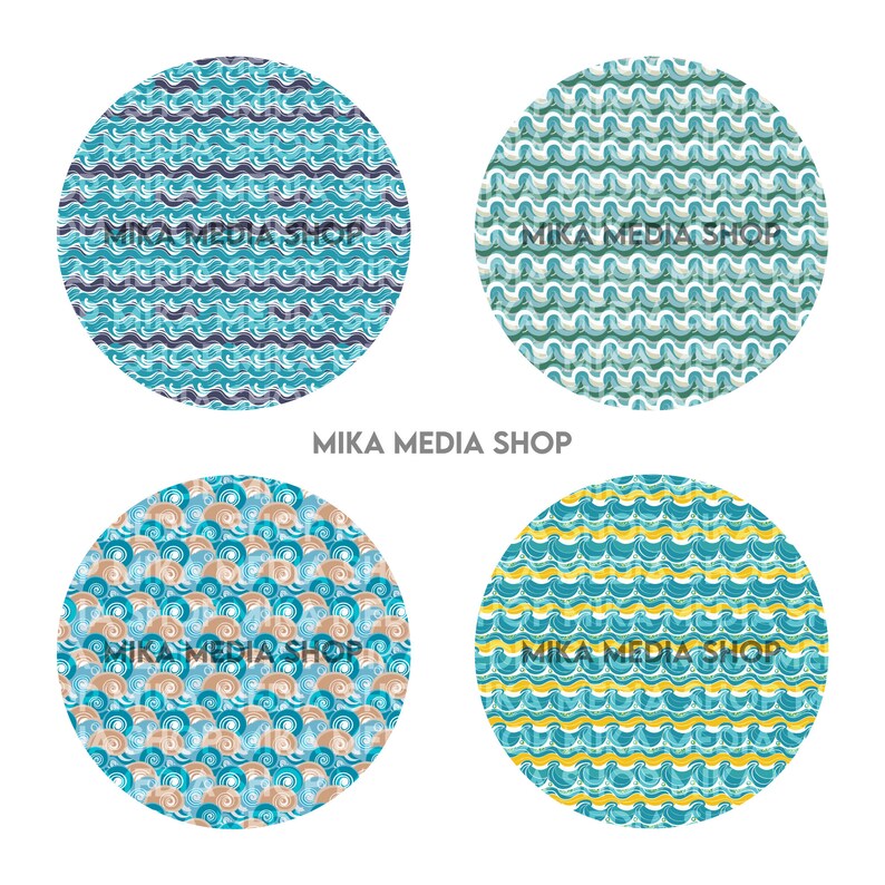 Sea Waves Digital Paper, Abstract Water Seamless Pattern, Waves Prints ...