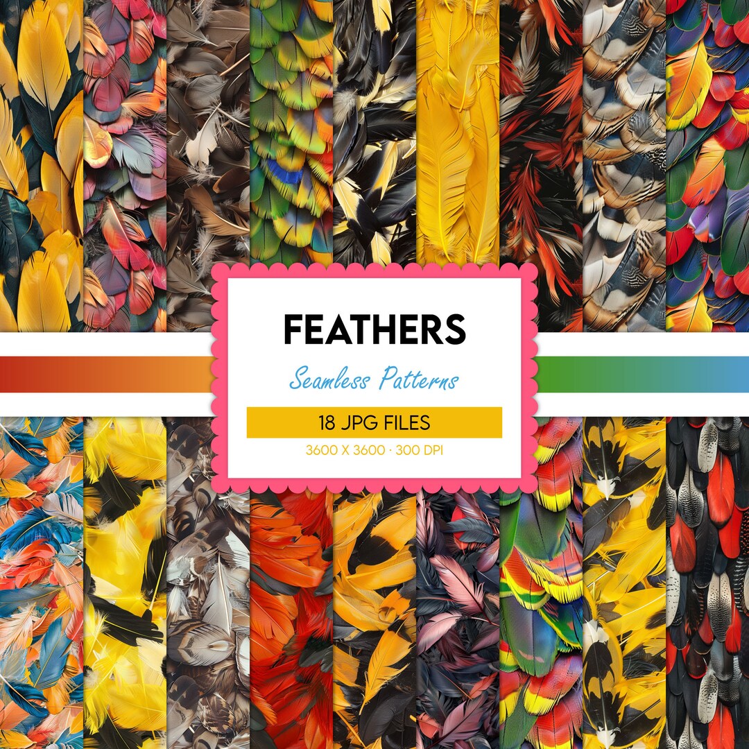 Rainbow Feather Digital Paper, Seamless Pattern (digital Download) - Etsy
