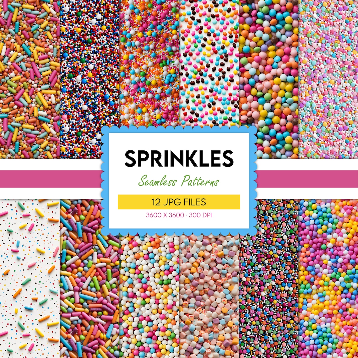 Sprinkles Digital Paper, Sprinkles Seamless Pattern, Colorful Prints ...