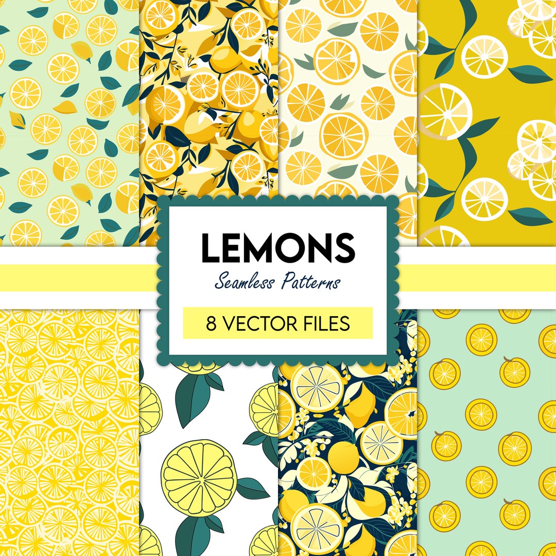 Lemon Digital Paper, Lemon Seamless Patterns, Lemon Prints, Lemon ...