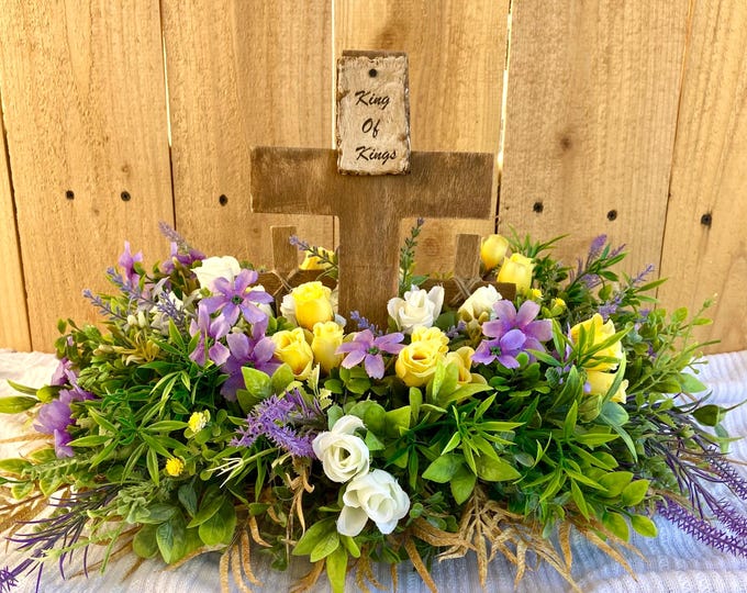 Cross Centerpiece, Easter Centerpiece , Spring Centerpiece, Table Decor ...