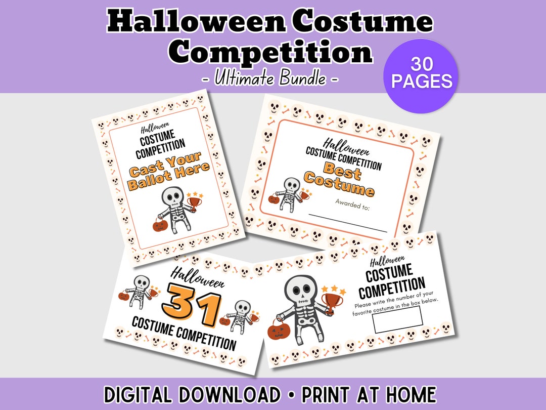 Halloween Costume Contest Bundle | Voting Sign, Ballot Slips, Awards ...