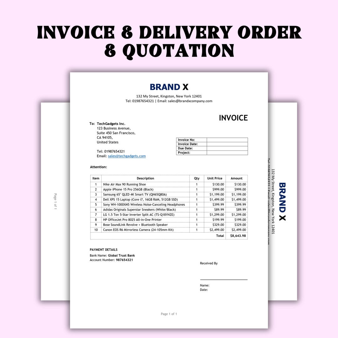 Editable Invoice, Delivery Order & Quotation Microsoft Word Format ...