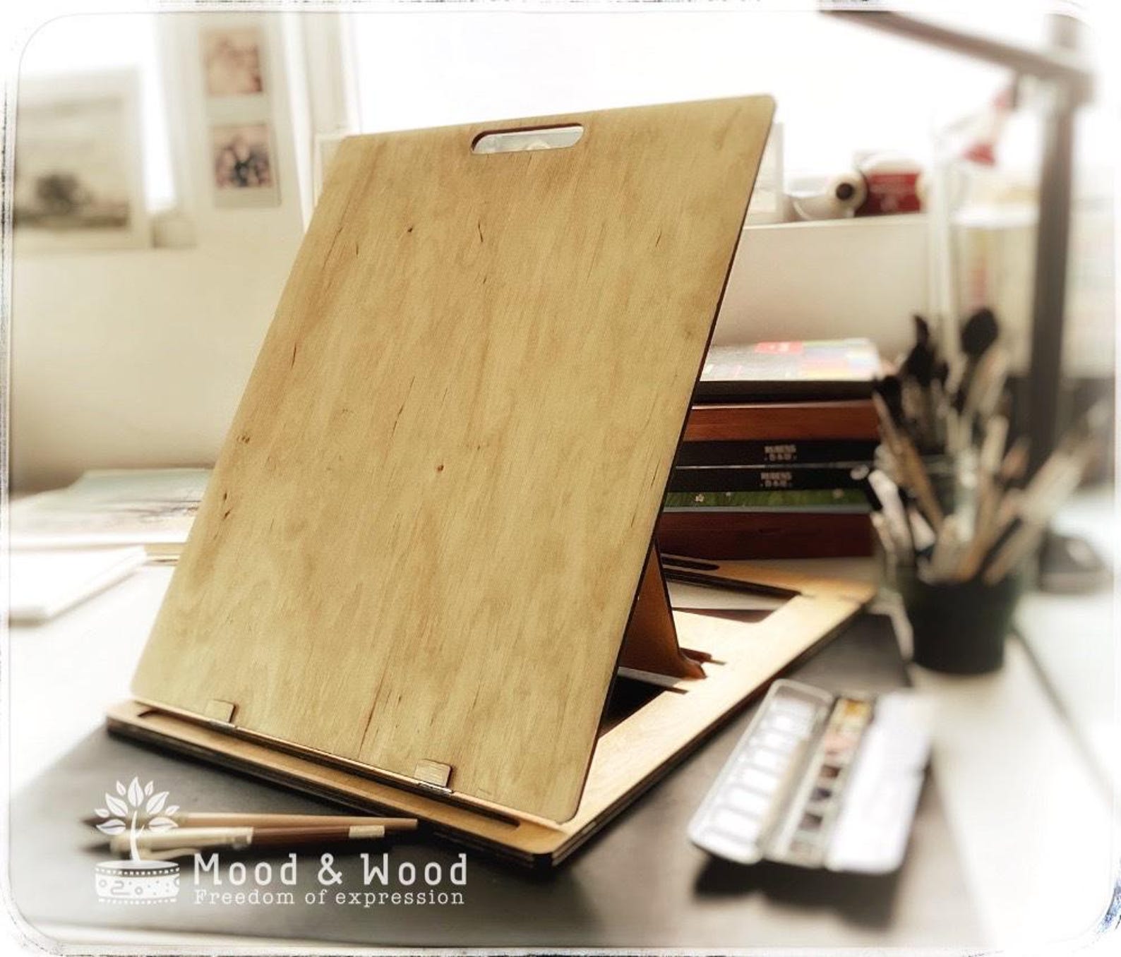 Portable Wooden Table Easel - Adjustable Folding Desktop Art Stand for ...
