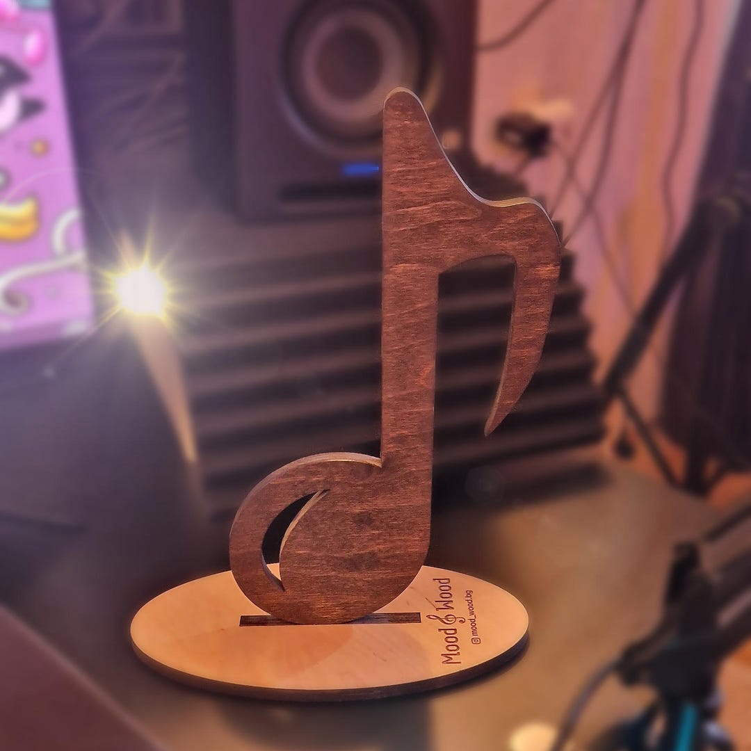 Wooden Music Note Headphone Stand - Unique Studio Decor for Audiophiles ...