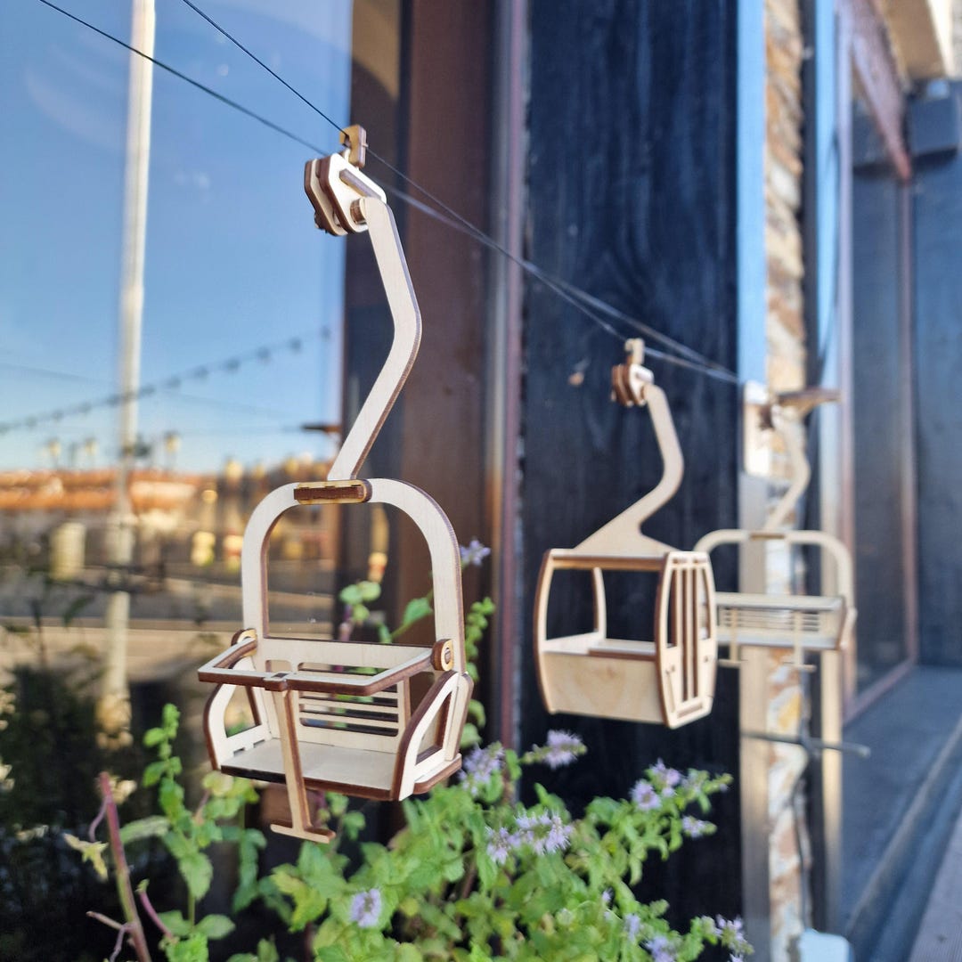 Rustic Wooden Ski Lift Wall Decor Set: Gondola & Chairlift for Alpine ...