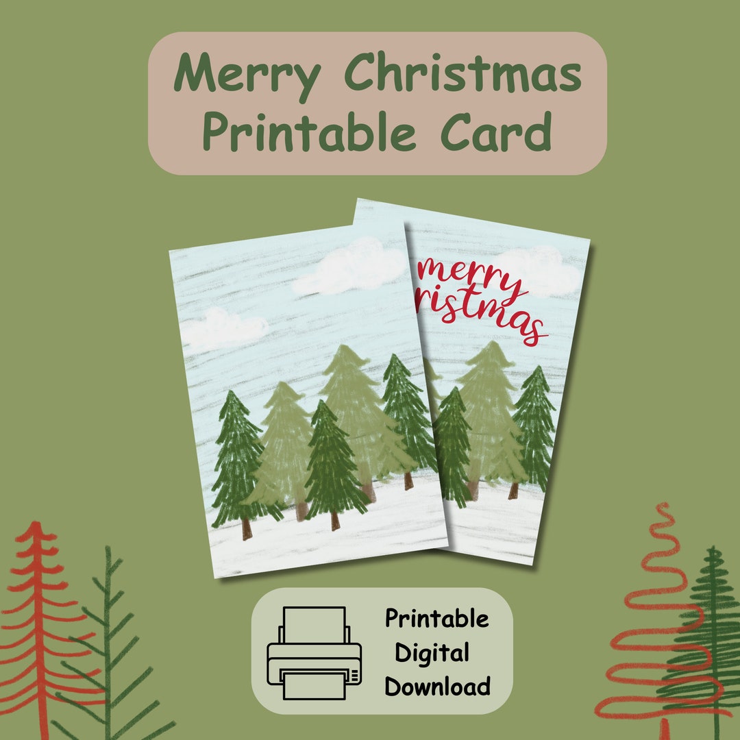 Christmas Card Printable Holiday Card Merry Christmas - Etsy