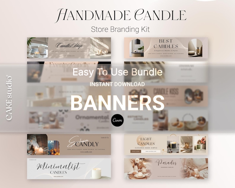 Boho Etsy Shop Banner Bundle Editable Canva Templates Handmade Candle ...