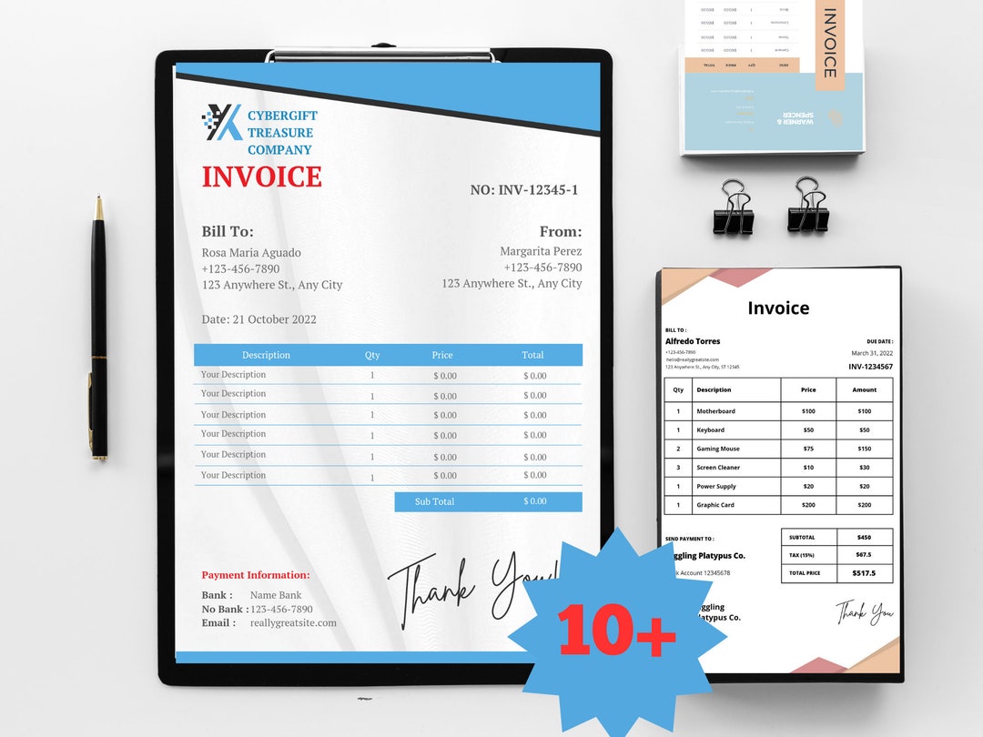 Professional Invoice Template, Simplified Billing Design, Efficient ...